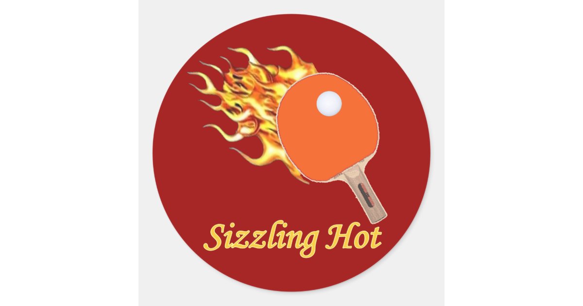 Sizzling Hot Flaming Ping Pong Classic Round Sticker | Zazzle