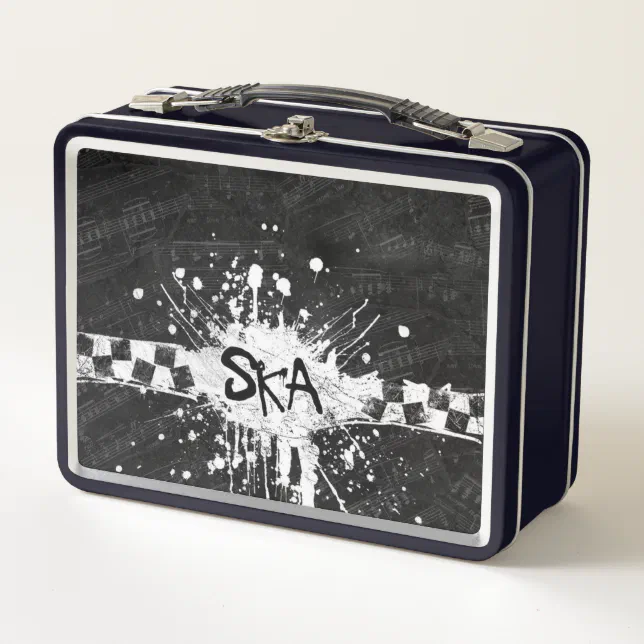 Ska music checkered old school punk rock 80's metal lunch box | Zazzle