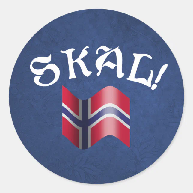 Skal Norwegian Flag Norway Drinking Toast Classic Round Sticker | Zazzle