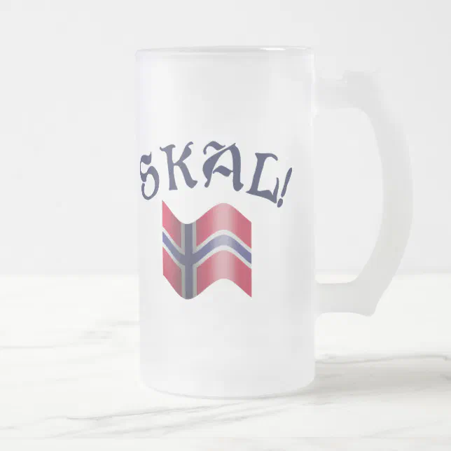 Skal Norwegian Flag Norway Drinking Toast Frosted Glass Beer Mug | Zazzle