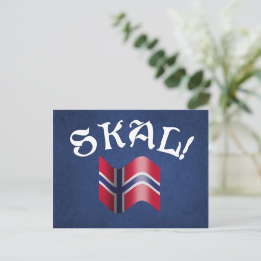 Skal Norwegian Flag Norway Drinking Toast Postcard | Zazzle