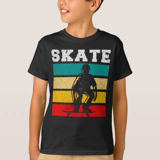 Skate Boy Skateboarding Kid Retro T-Shirt | Zazzle