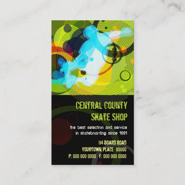 Skate Shop PopArt Business Card | Zazzle