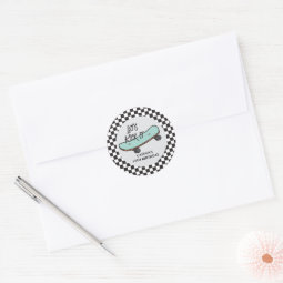 Skateboard Let's Kick It Birthday Classic Round Sticker | Zazzle
