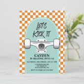 Skateboard Let's Kick It Birthday Invitation | Zazzle