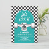 Skateboard Let's Kick It Birthday Invitation | Zazzle