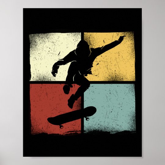 Skateboard Skateboarder Retro Skater Vintage 80S Poster | Zazzle.com