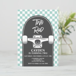 Skateboard Two Rad 2nd Birthday Invitation | Zazzle