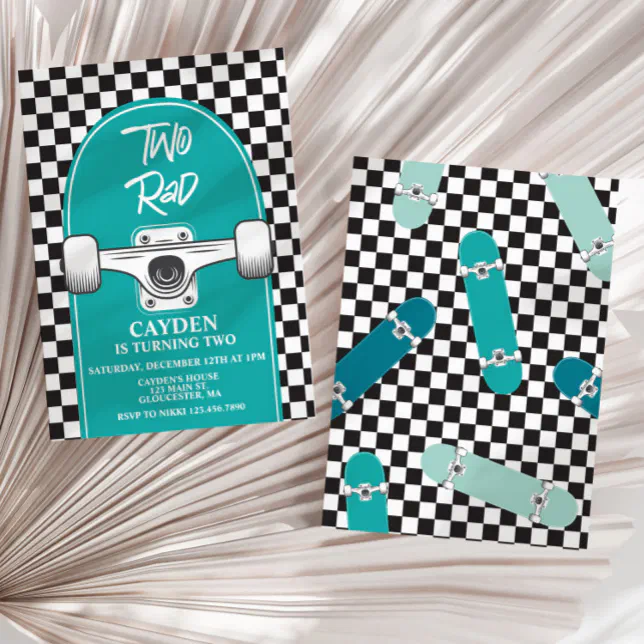 Skateboard Two Rad 2nd Birthday Invitation | Zazzle