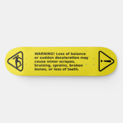 skateboard warning label with pictograms | Zazzle