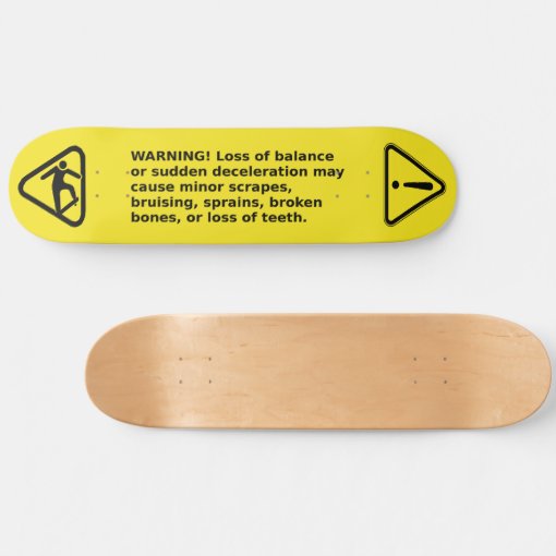 skateboard warning label with pictograms | Zazzle