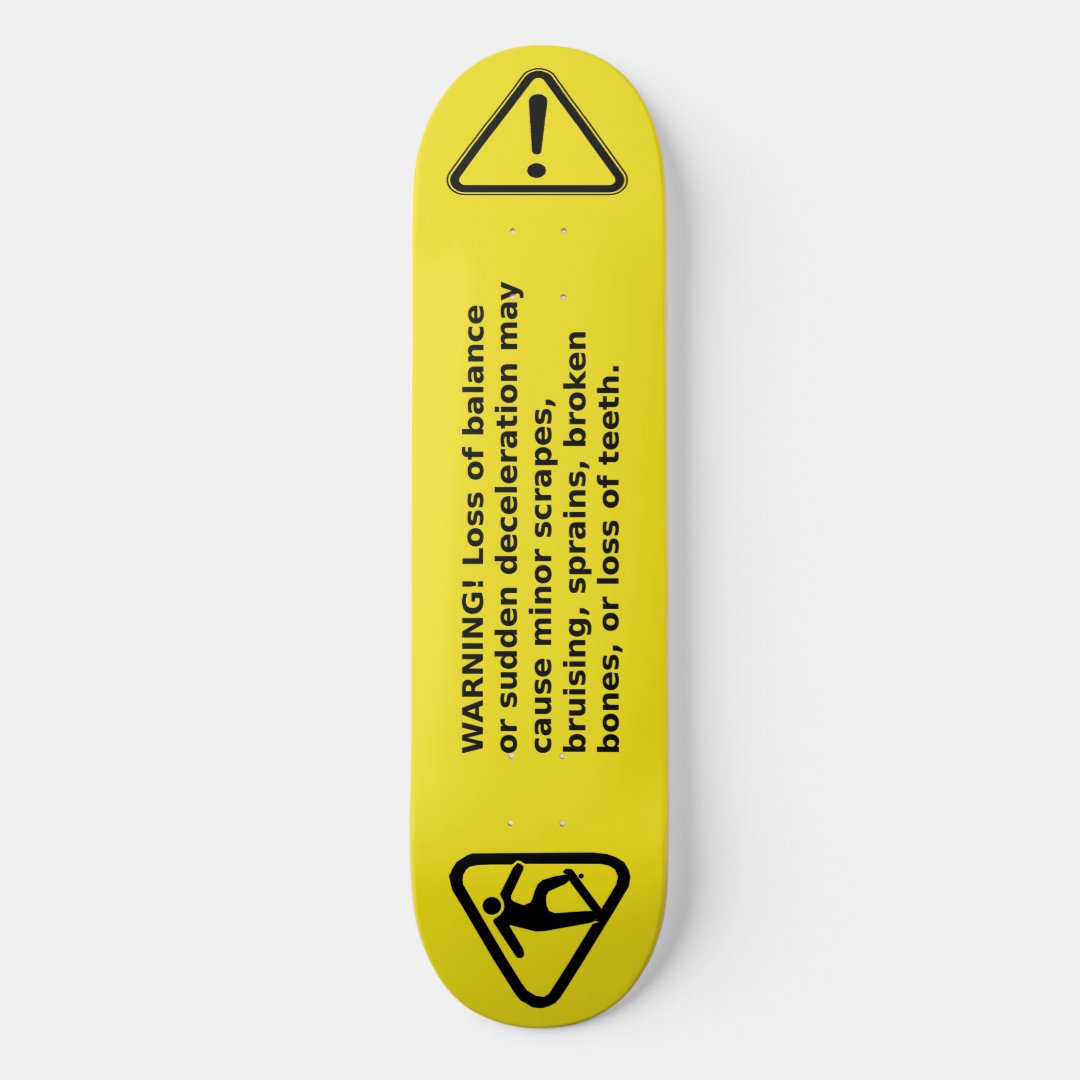 skateboard warning label with pictograms | Zazzle