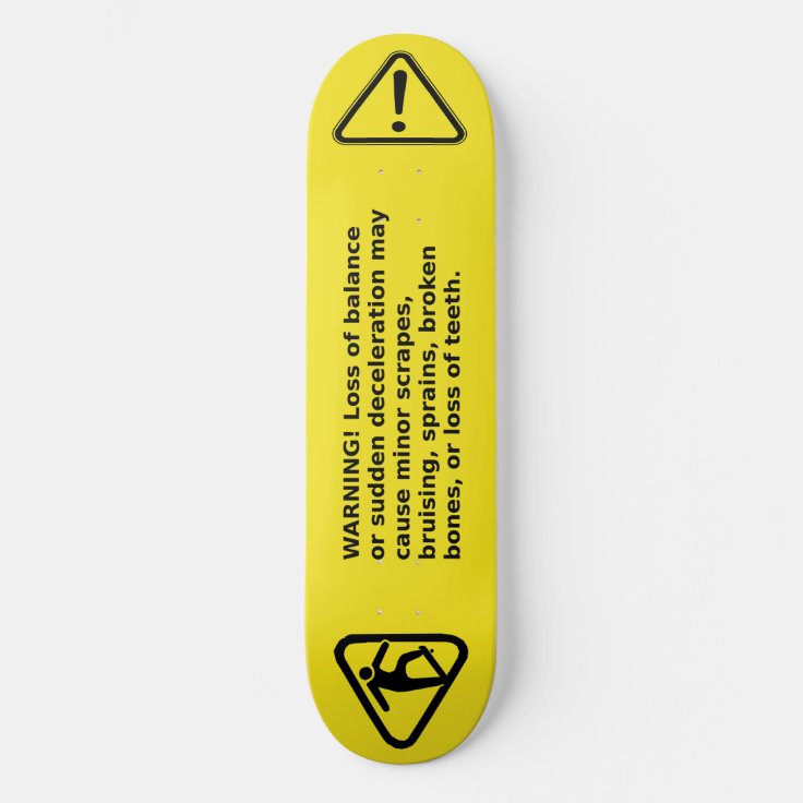 skateboard warning label with pictograms | Zazzle
