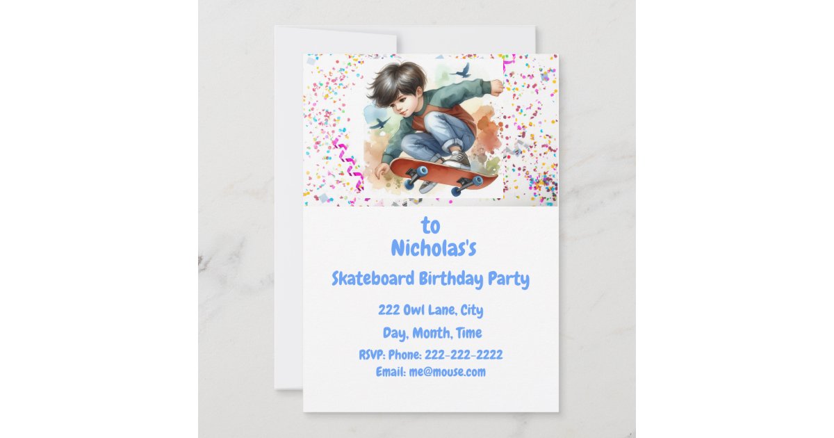 Skateboarding Birthday Party Invitation | Zazzle