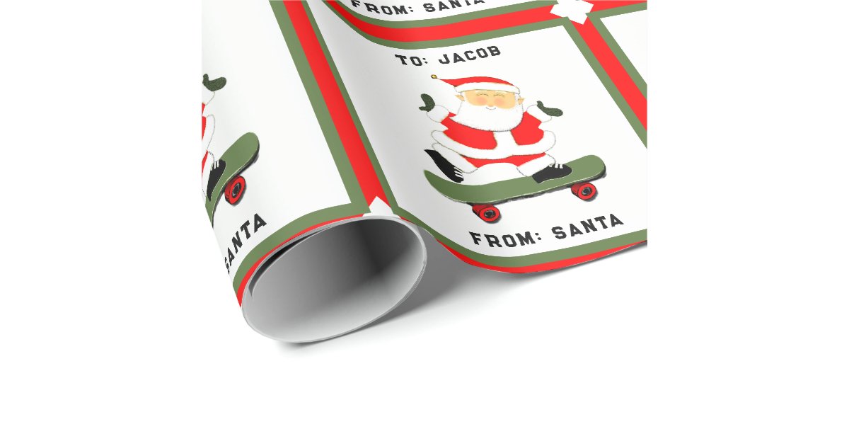 Skateboarding Christmas Holiday Gift Wrapping Paper | Zazzle