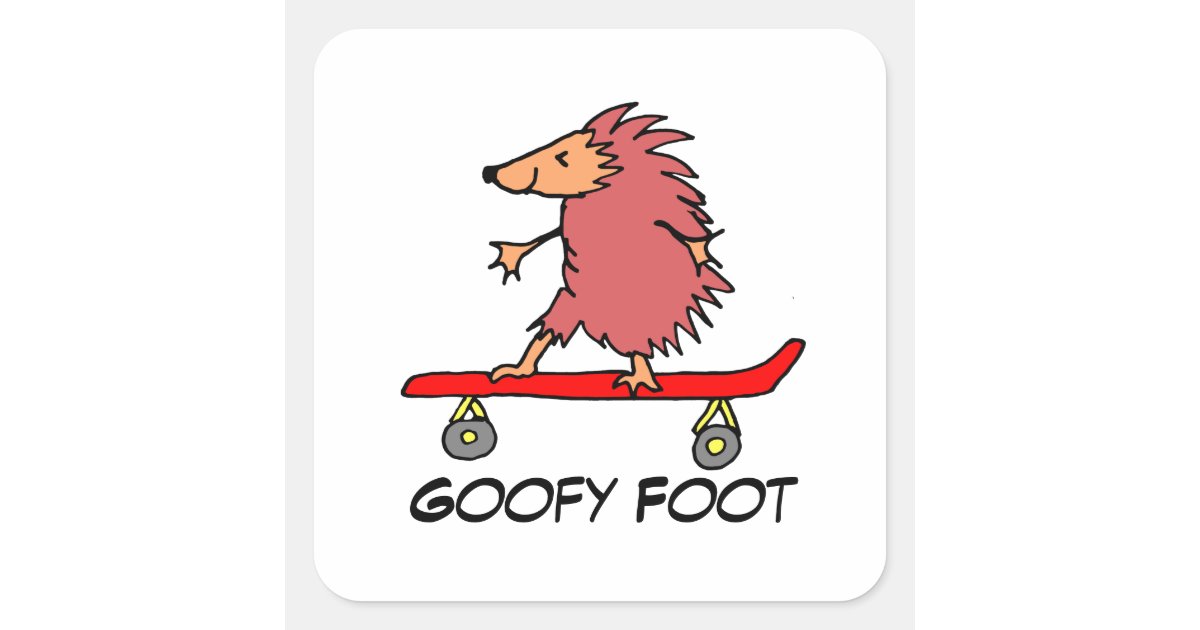 Skateboarding Hedgehog Goofy Foot Square Sticker | Zazzle