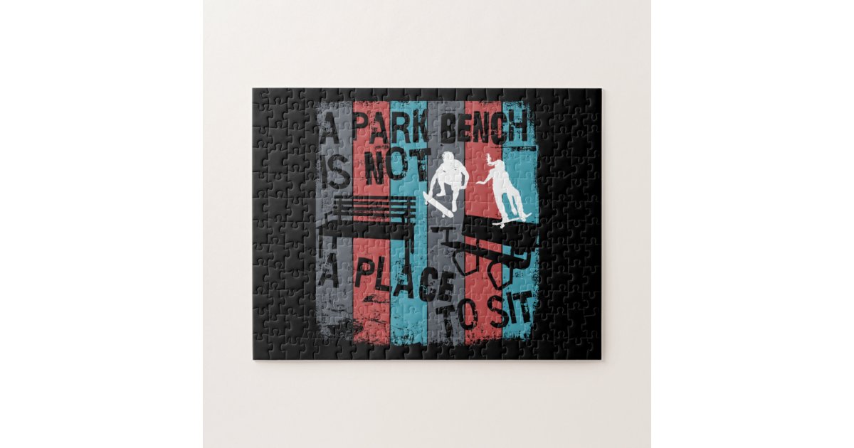 Skateboarding - Skateboarder Funny Park Bench Jigsaw Puzzle | Zazzle