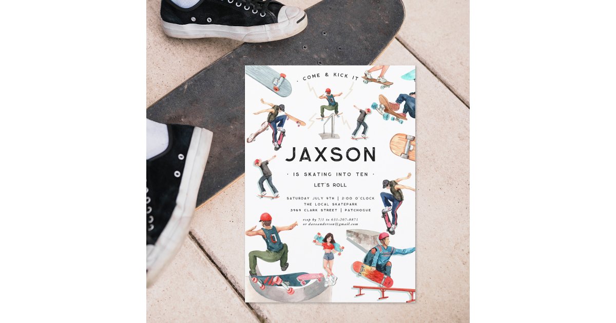 Skateboarding | Skater Birthday Party Invitation | Zazzle