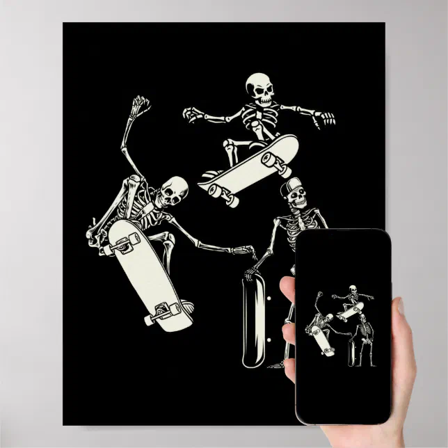 Skateboarding Skeletons Skeleton Skater Halloween Poster | Zazzle