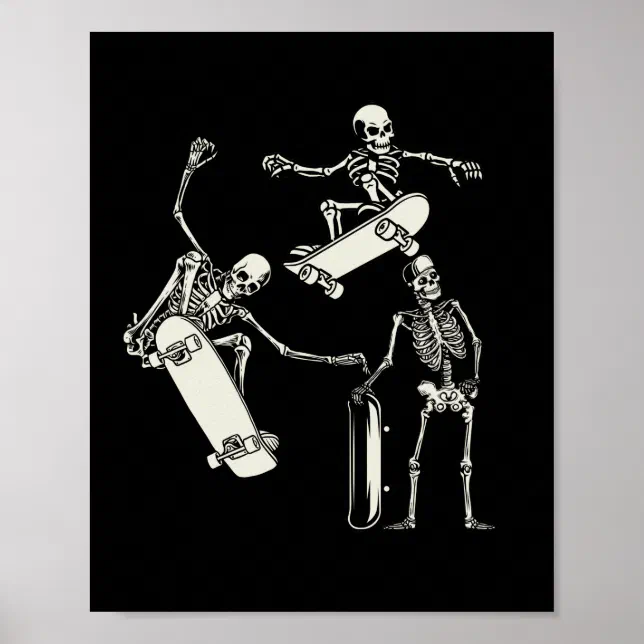 Skateboarding Skeletons Skeleton Skater Halloween Poster | Zazzle