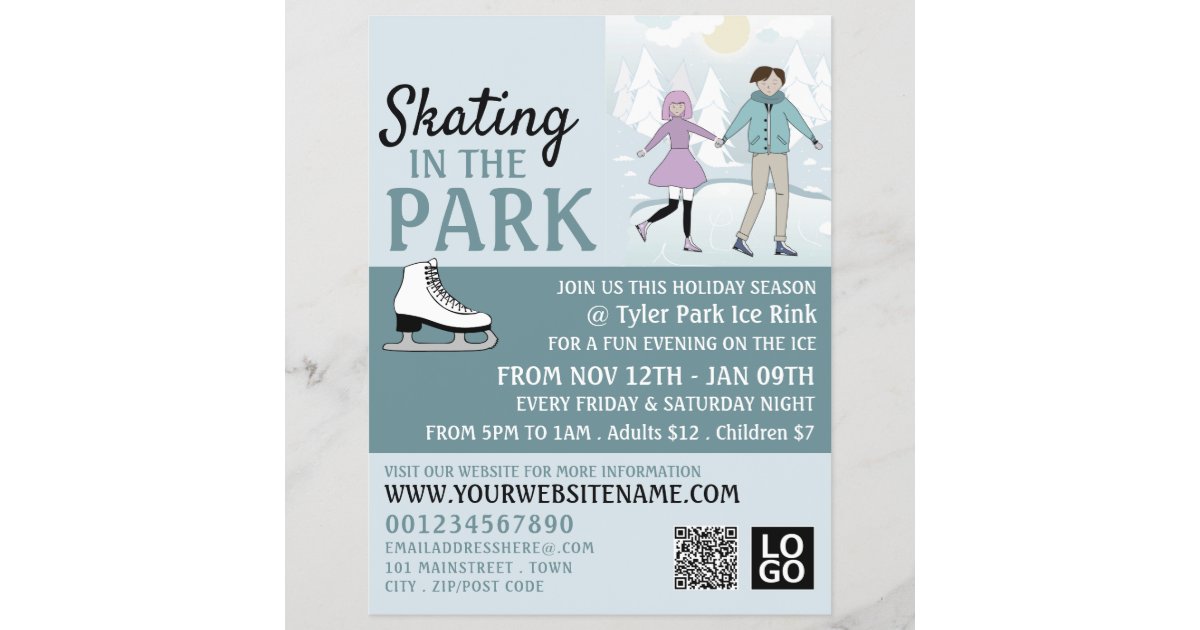 Skating in the Park, Ice Skate Rink Advertising Flyer | Zazzle