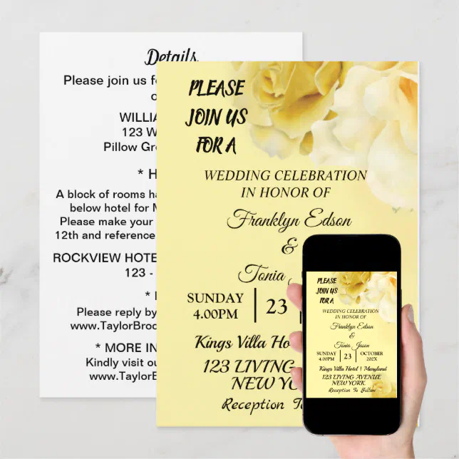 Skaymarts | Romantic Yellow Botanical Wedding Invi Invitation | Zazzle