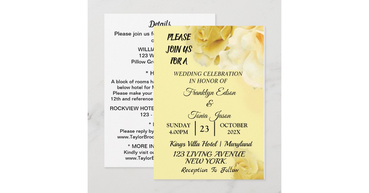 Skaymarts | Romantic Yellow Botanical Wedding Invi Invitation | Zazzle