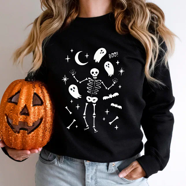 Skeleton and Cute Ghost Sweatshirt | Zazzle