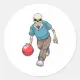 Skeleton at Bowling with Bowling ball Classic Round Sticker | Zazzle