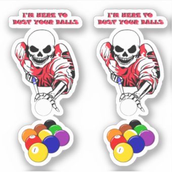 Skeleton Ball buster Pool Billiards original art Sticker | Zazzle