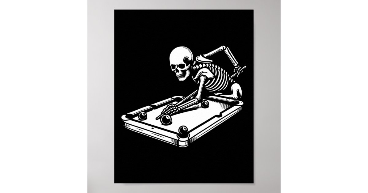 Skeleton Billiards Halloween Pool Snooker Billiard Poster | Zazzle