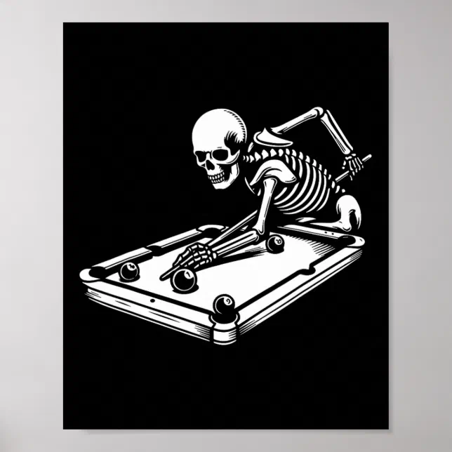 Skeleton Billiards Halloween Pool Snooker Billiard Poster | Zazzle
