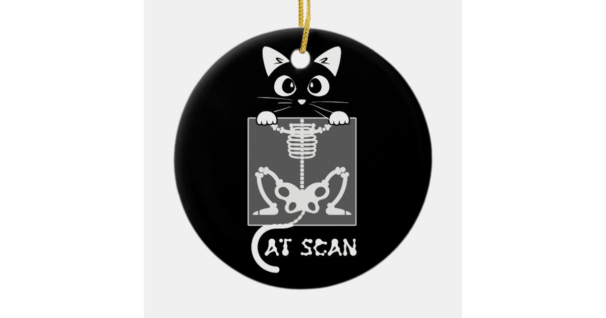 Skeleton Cat Scan Ct Scaning Funny X Ray Pun Meme Ceramic Ornament | Zazzle