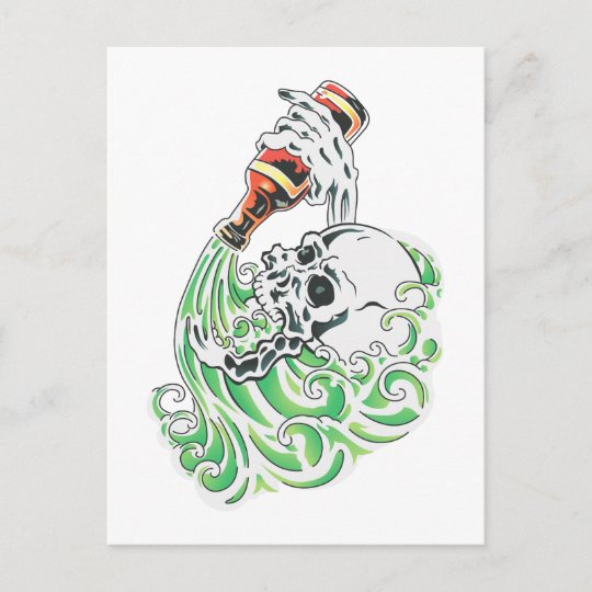 Skeleton Drinking Beer Postcard | Zazzle.com