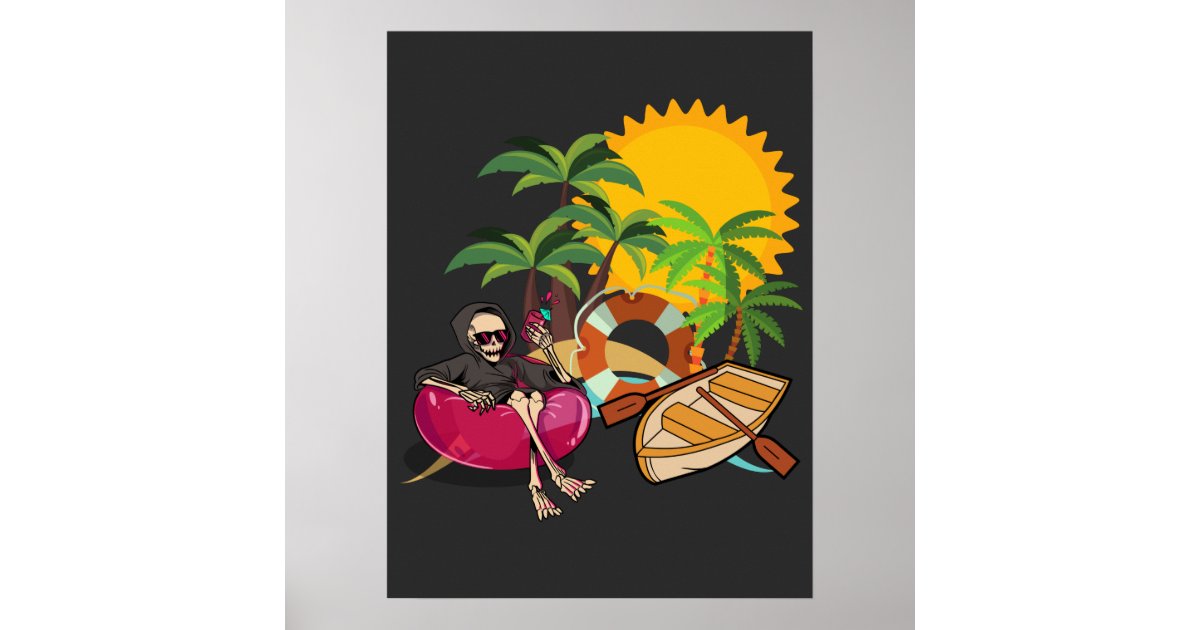 Skeleton Drinking Cocktail Halloween Party Poster | Zazzle