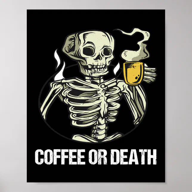 Skeleton Drinking Coffee Vintage Men Halloween Cos Poster | Zazzle