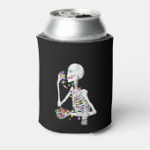 Skeleton Eating Halloween Candy Can Cooler | Zazzle