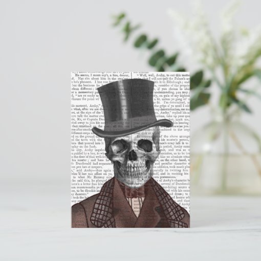 Skeleton Gentleman and Top hat Postcard | Zazzle