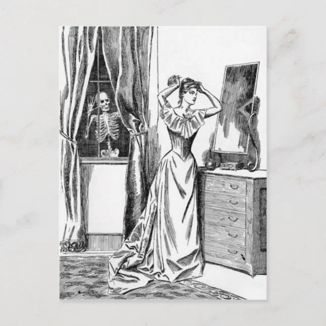 Skeleton Ghoul Monster Victorian Woman Postcard | Zazzle
