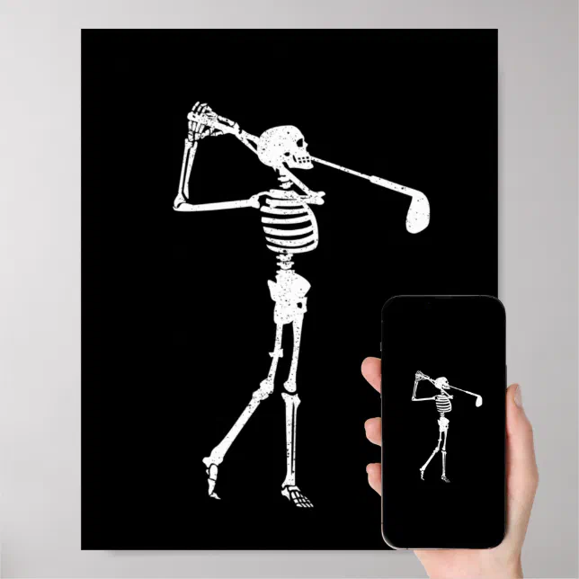 Skeleton Golfer Funny Halloween Golf Sport Poster | Zazzle