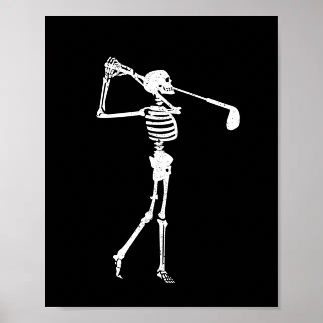 Skeleton Golfer Funny Halloween Golf Sport Poster | Zazzle