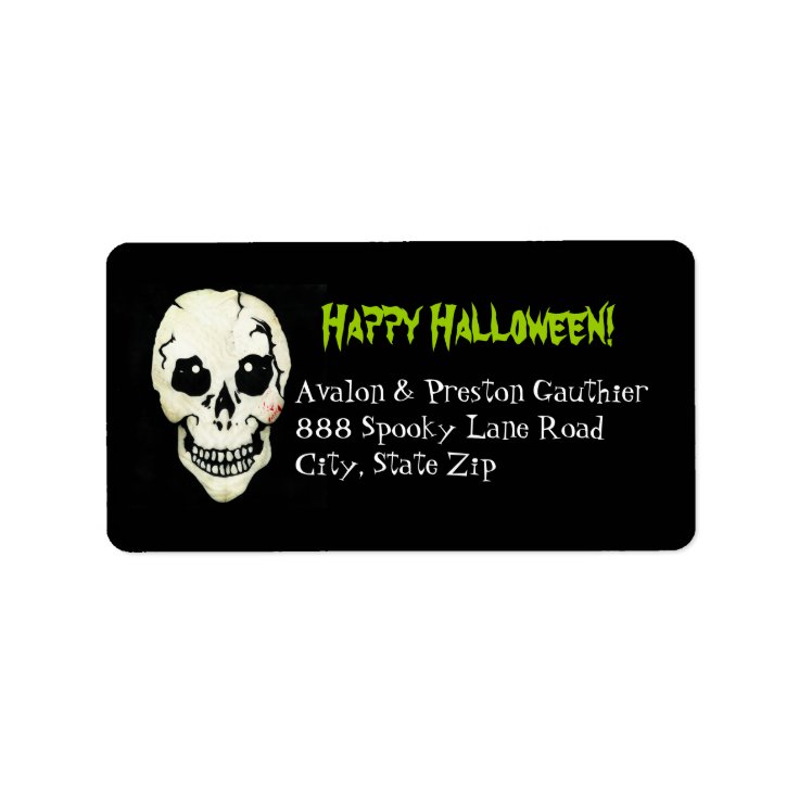 Skeleton Green Spooky Halloween Address Labels | Zazzle