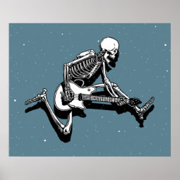 Skeleton Guitarist Jump Poster | Zazzle