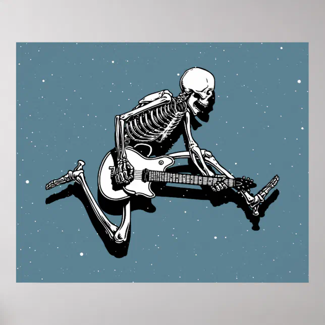 Skeleton Guitarist Jump Poster | Zazzle