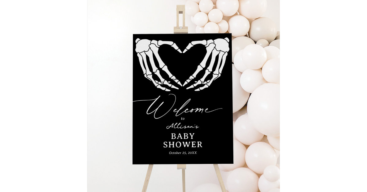 Skeleton Halloween Baby Shower Welcome Sign | Zazzle
