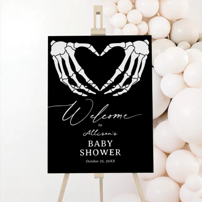 Skeleton Halloween Baby Shower Welcome Sign | Zazzle
