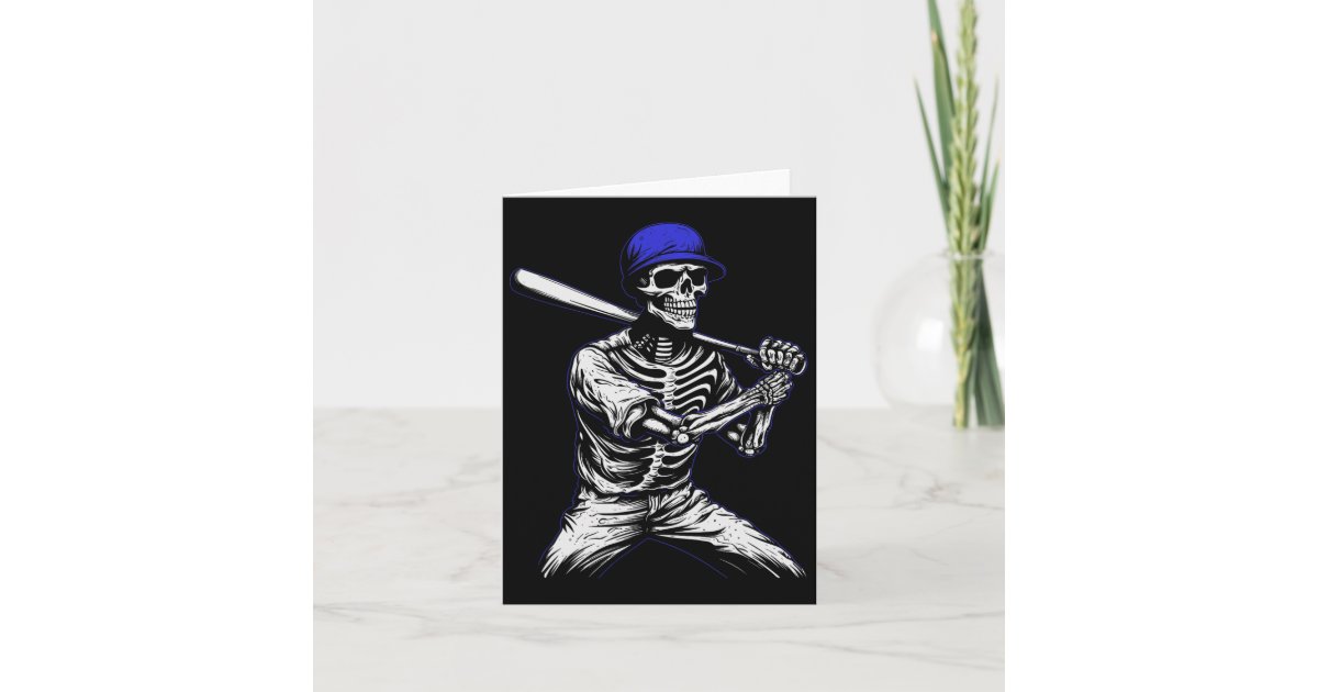 Skeleton Halloween Baseball Player Card | Zazzle