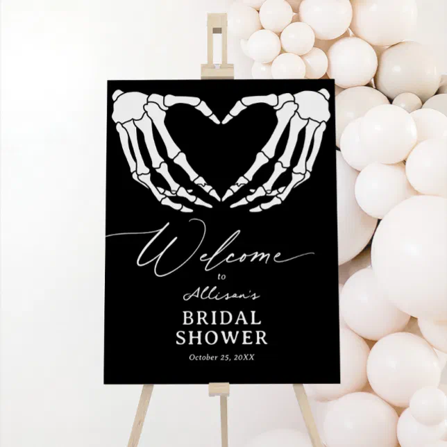 Skeleton Halloween Bridal Shower Welcome Sign | Zazzle