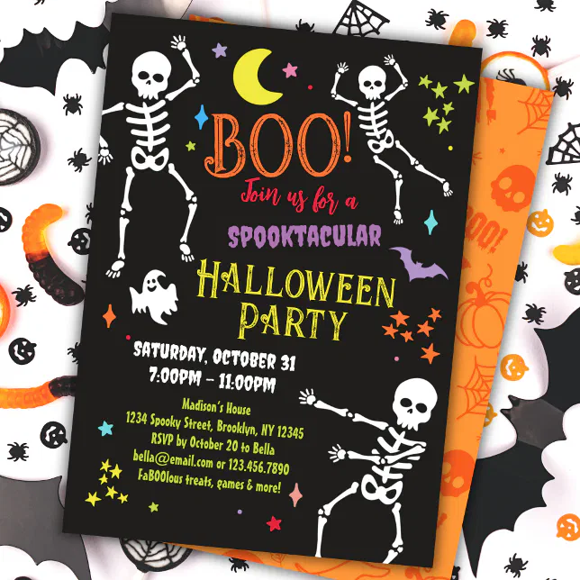 Skeleton Halloween Party Invitation | Zazzle