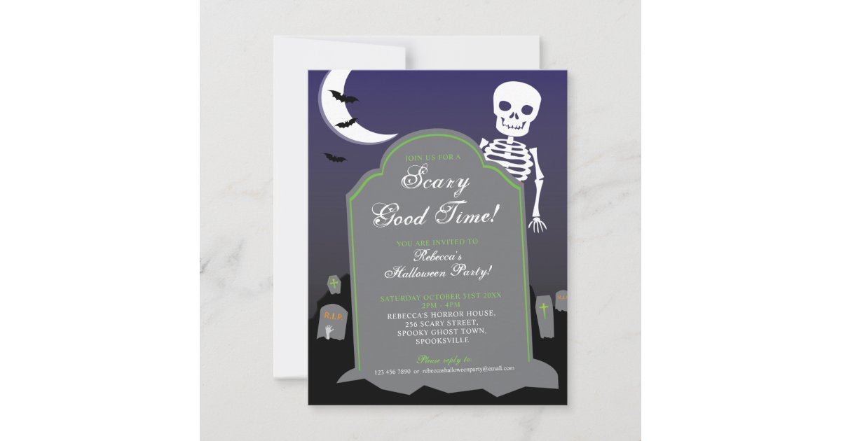 Skeleton Halloween Party Invitation | Zazzle